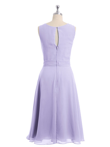 BABARONI Chiffon Lilac Bridesmaid Dresses Scoop Knee-length Sleeveless ...
