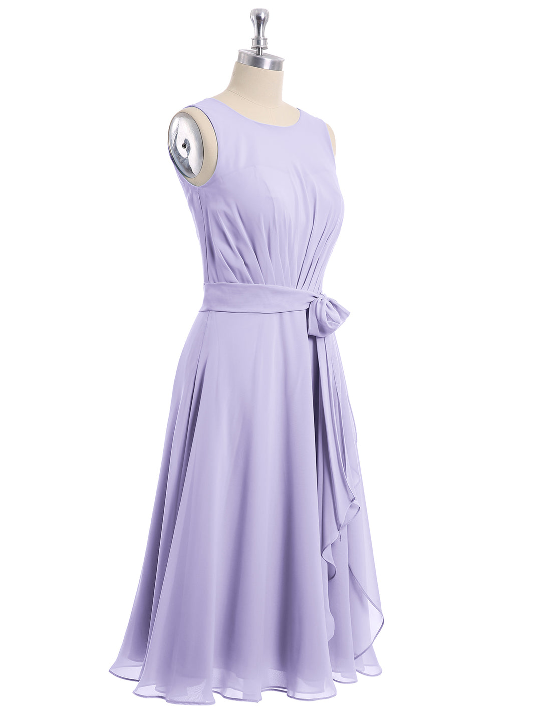 BABARONI Chiffon Lilac Bridesmaid Dresses Scoop Knee-length Sleeveless ...