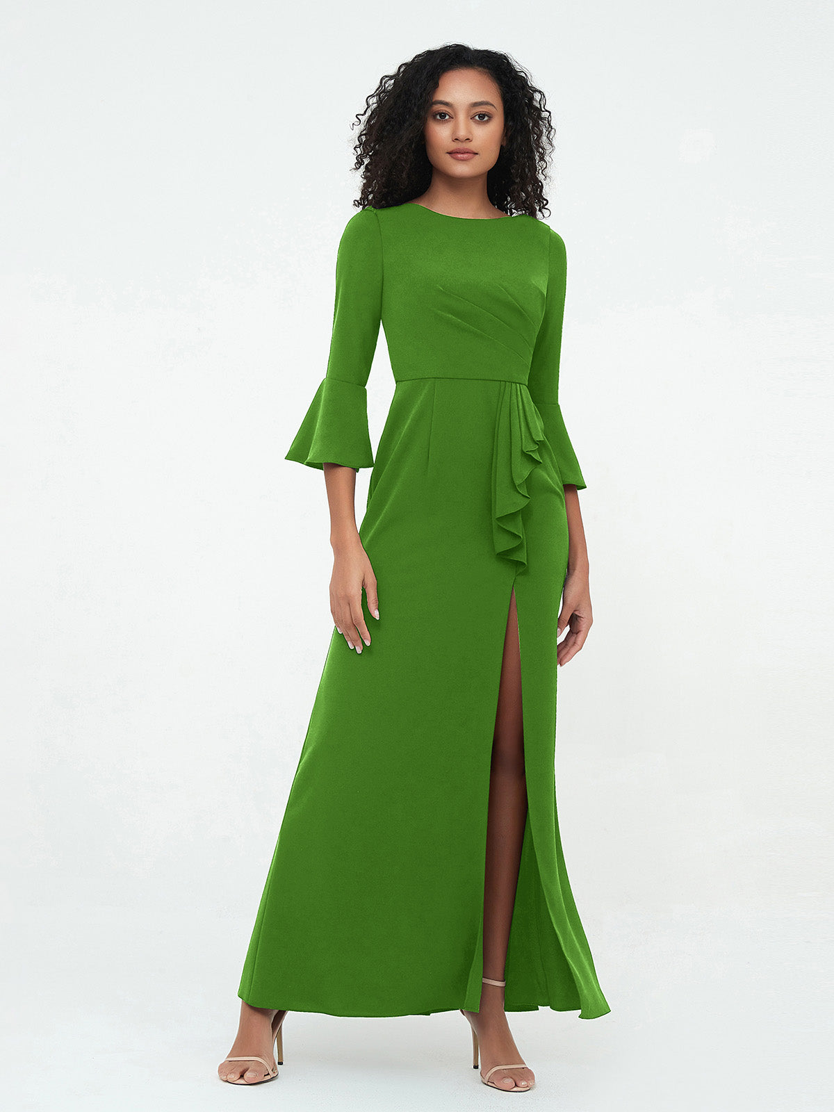 Jayla Mermaid Sexy Trumpet Sleeves Dresses with Slit-Moss Plus Size ...