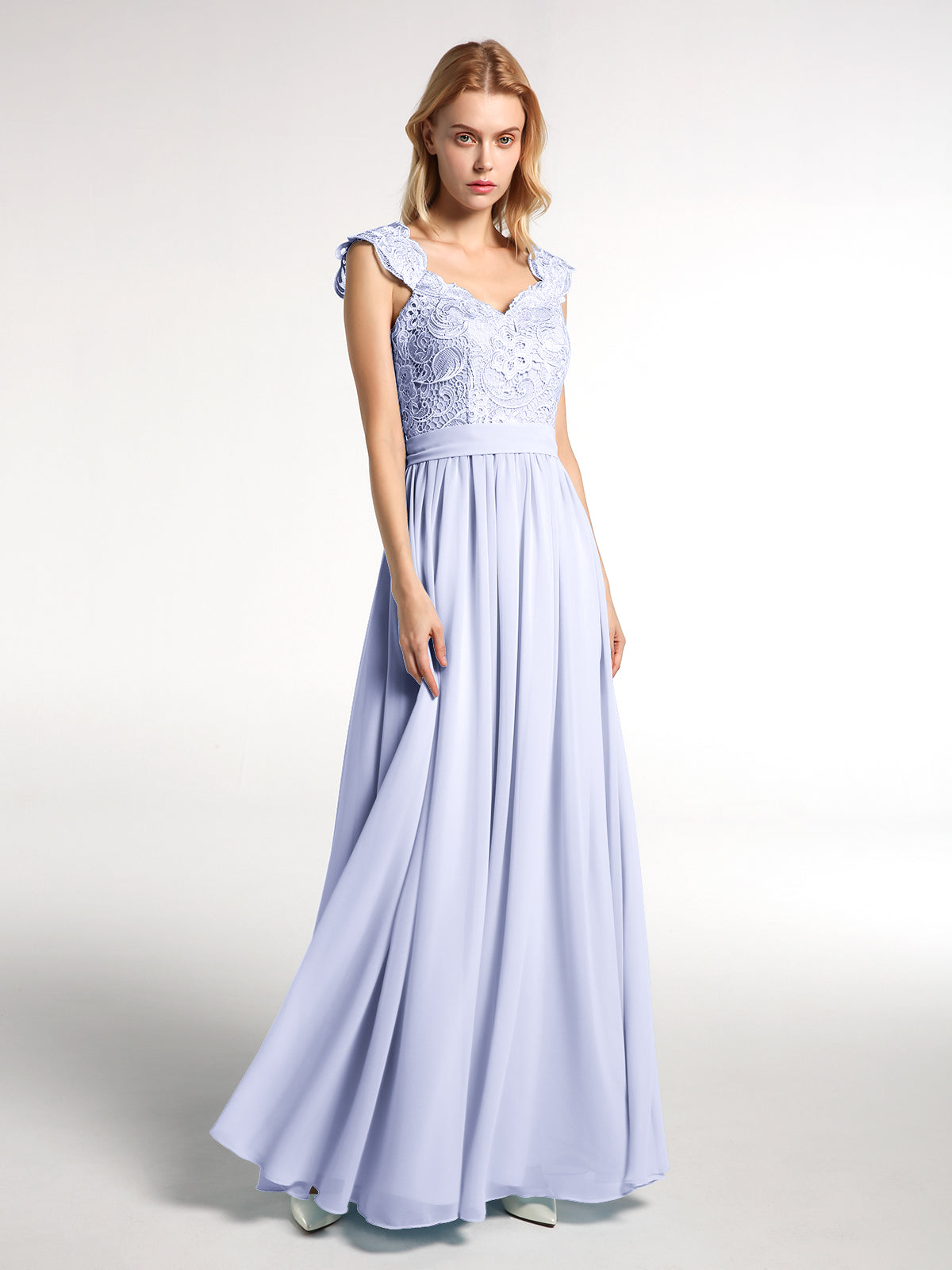 BABARONI Chiffon Lavender Bridesmaid Dresses Scoop Floor-length Side ...