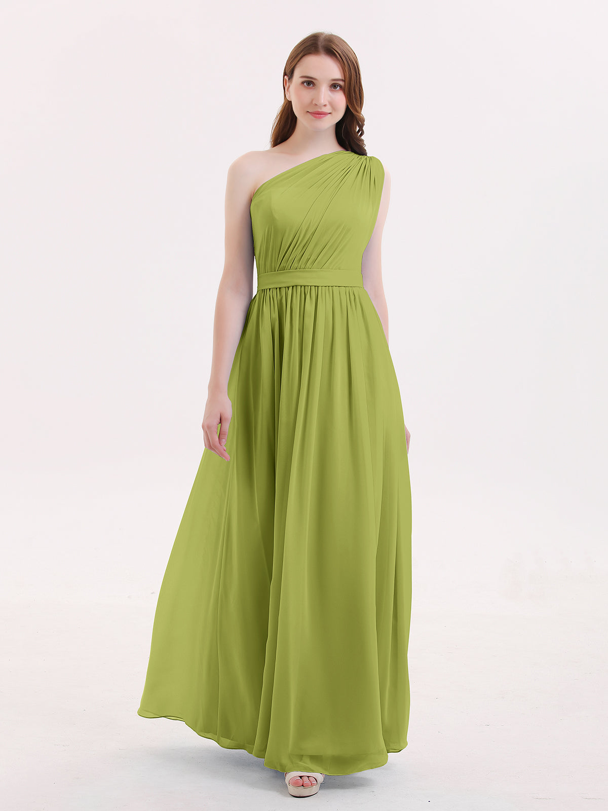 BABARONI Chiffon Clover Bridesmaid Dresses One Shoulder Floor-length ...