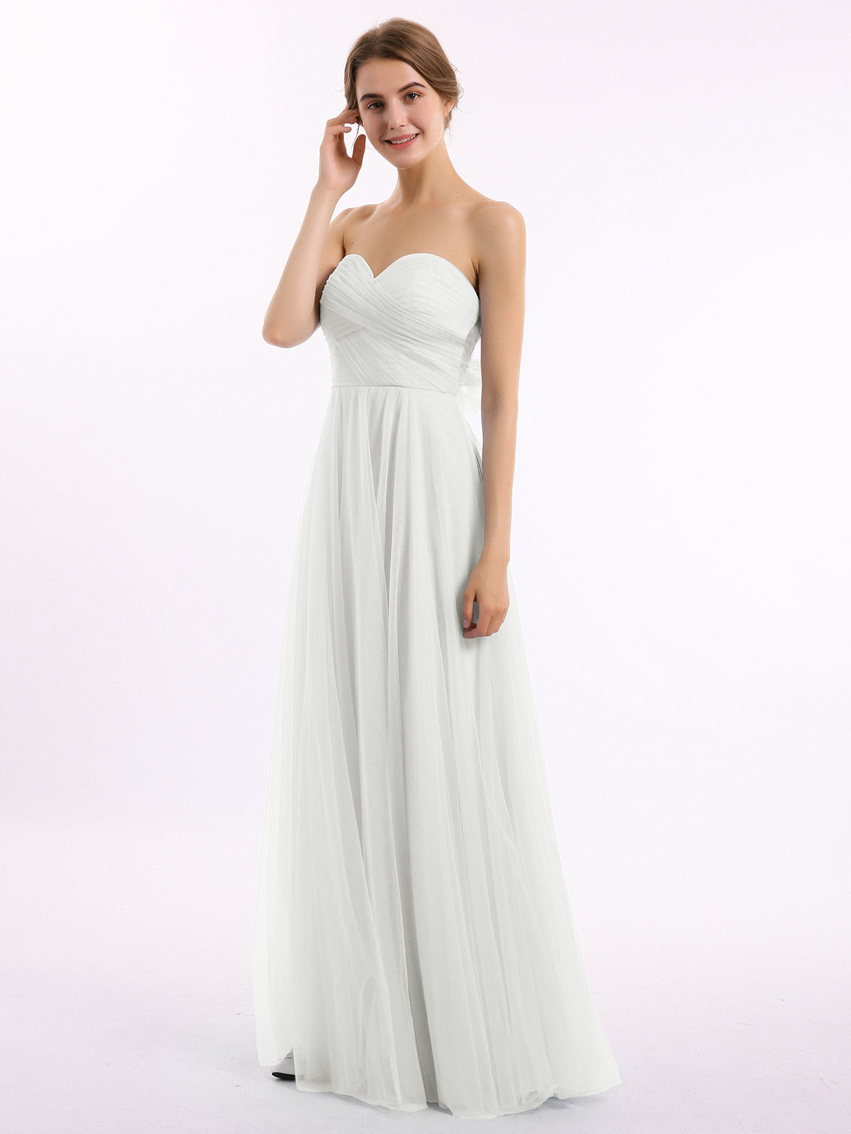 Sweetheart Strapless Neck Tulle Dresses with Bow-Ivory Plus Size – BABARONI