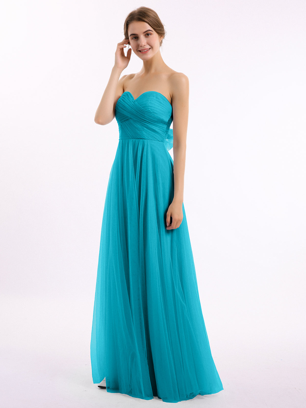 Sweetheart Strapless Neck Tulle Dresses with Bow-Jade – BABARONI