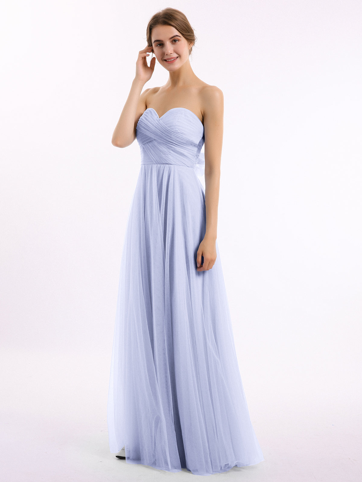 Sweetheart Strapless Neck Tulle Dresses with Bow-Lavender – BABARONI