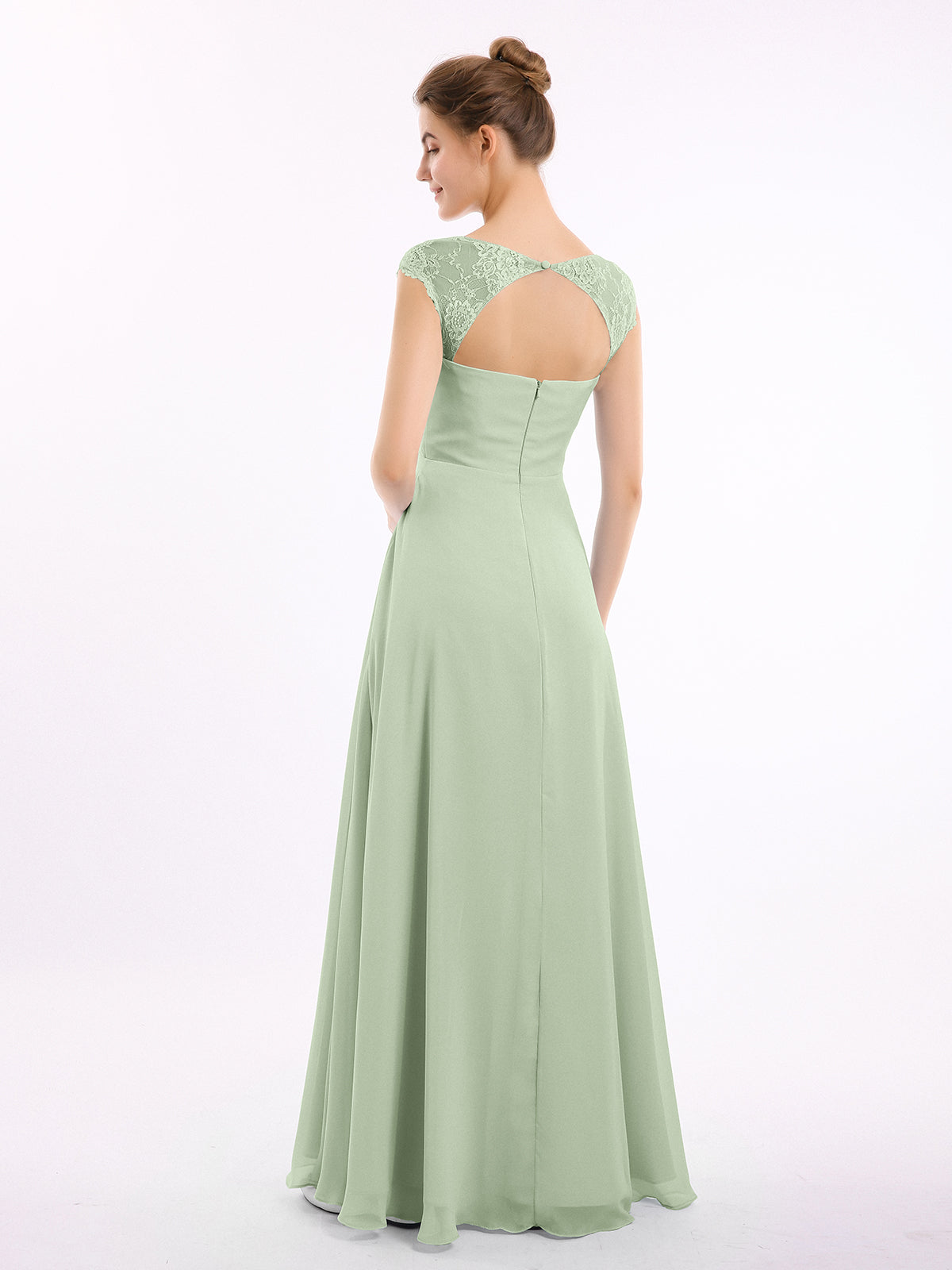 BABARONI Chiffon Dusty Sage Bridesmaid Dresses Sweetheart Floor-length ...