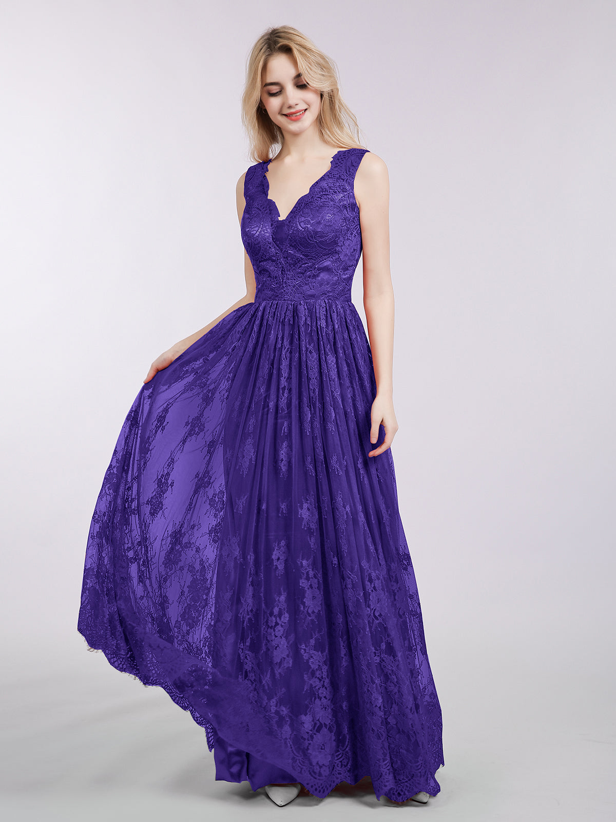 Long Full Length Gown with V Neckline-Regency Plus Size – BABARONI