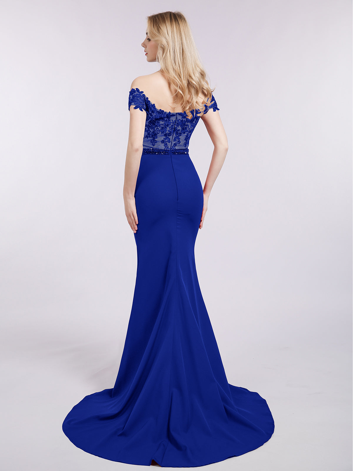 Off Shoulder Mermaid Gown with Train-Royal Blue – BABARONI