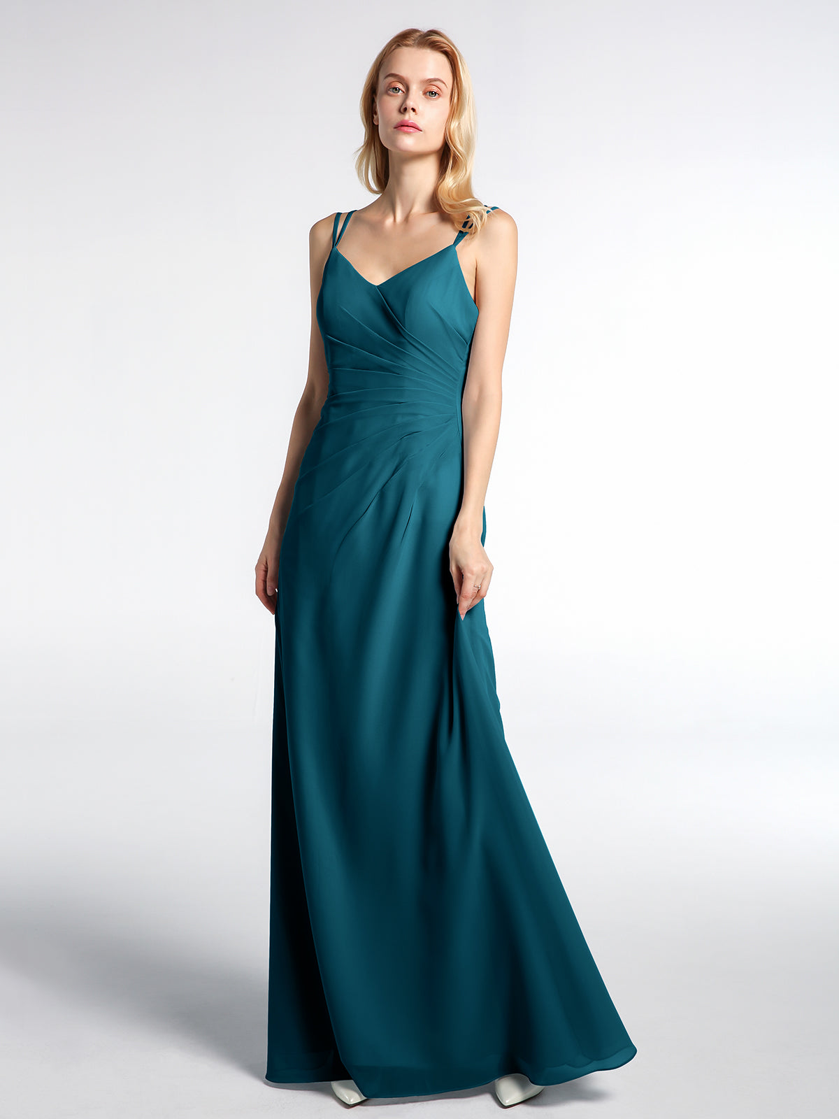 Double Straps Cross Back Chiffon Maxi Dress-Ink Blue Plus Size – BABARONI