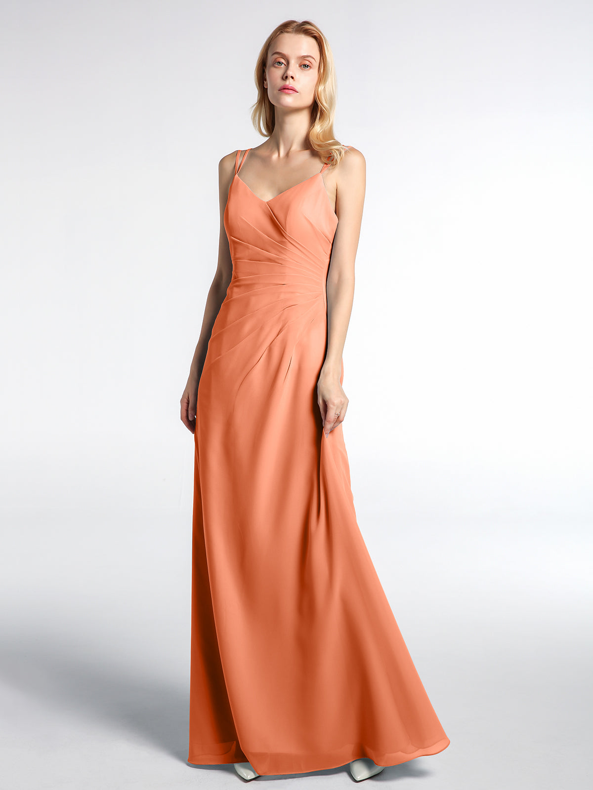Double Straps Cross Back Chiffon Maxi Dress-Papaya Plus Size – BABARONI