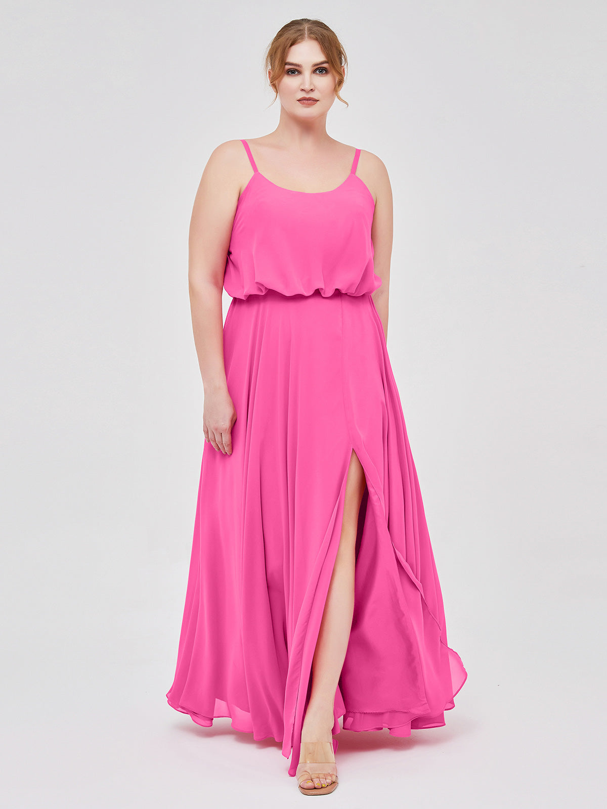 Spaghetti Strap Scoop Chiffon Dresses with Slit Azalea Plus Size – BABARONI