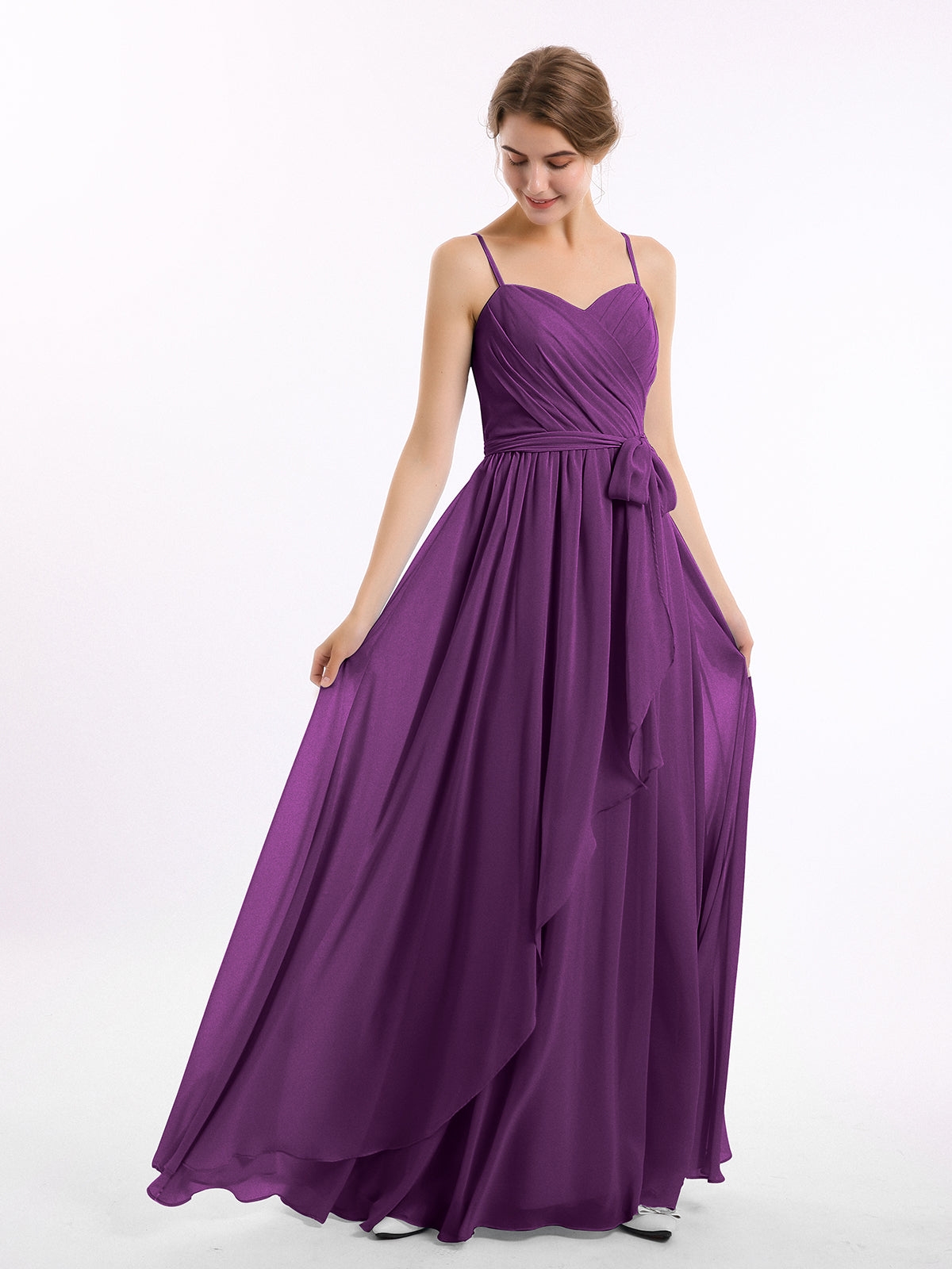 Spaghetti Strap Sweetheart Chiffon Dresses Grape – BABARONI