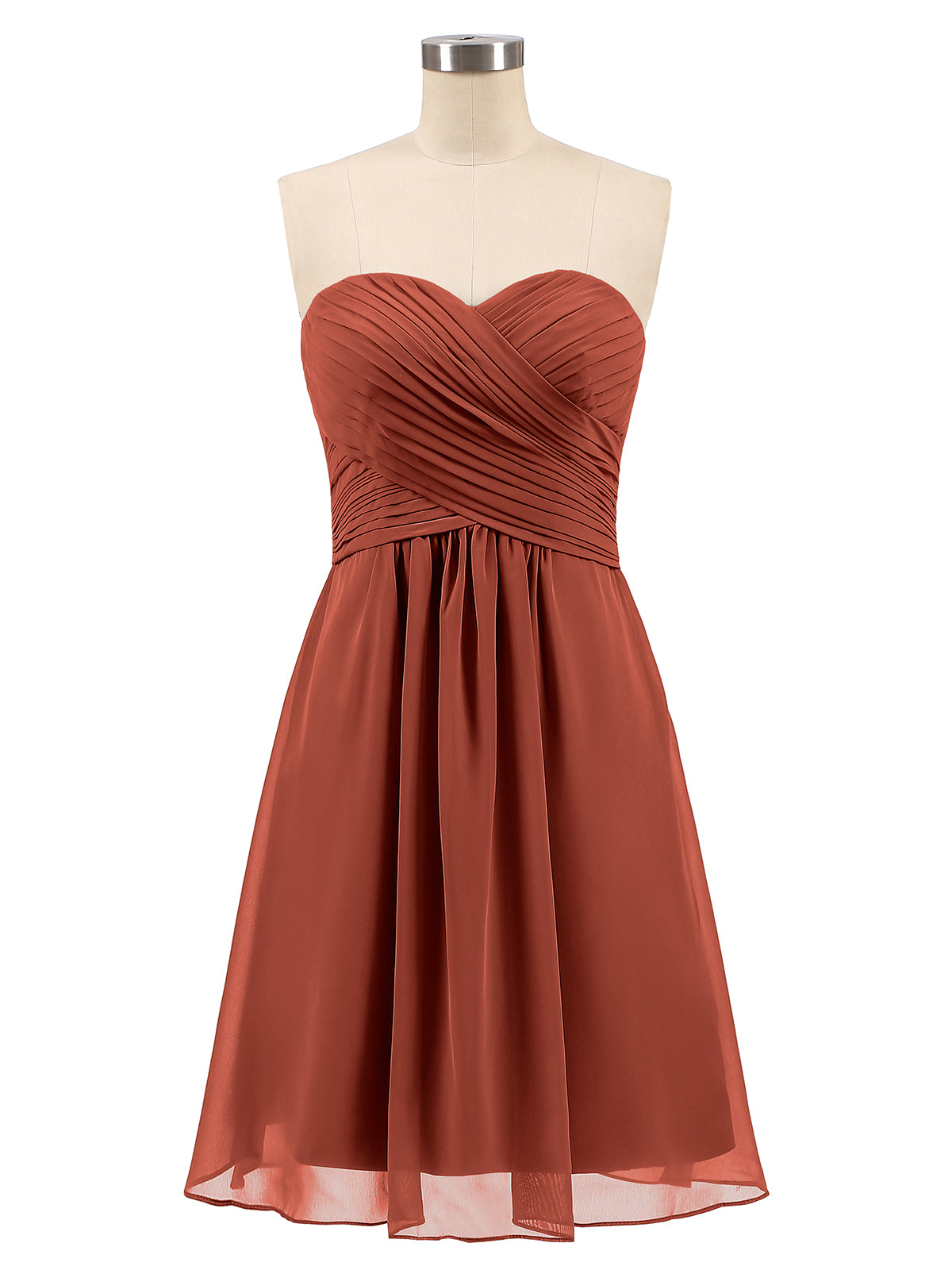 Short Strapless Bridesmaid Dress with Sweetheart-Rust Samantha BABARONI