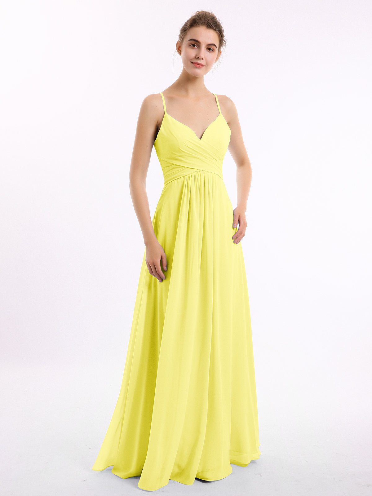 Spaghetti Strap V-neck Chiffon Dresses-Lemon Plus Size – BABARONI