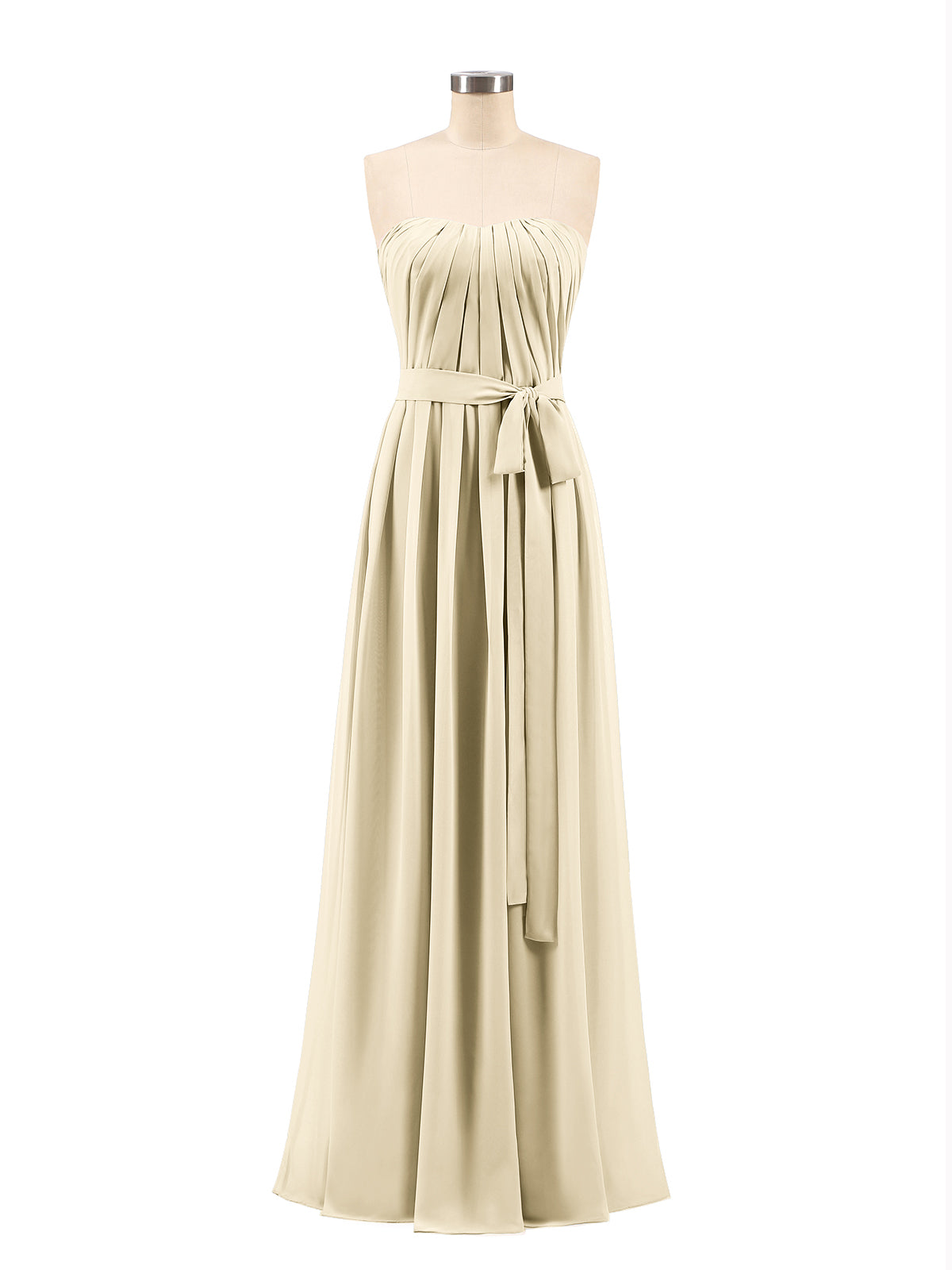 BABARONI Chiffon Champagne Bridesmaid Dresses Strapless Floor-length ...