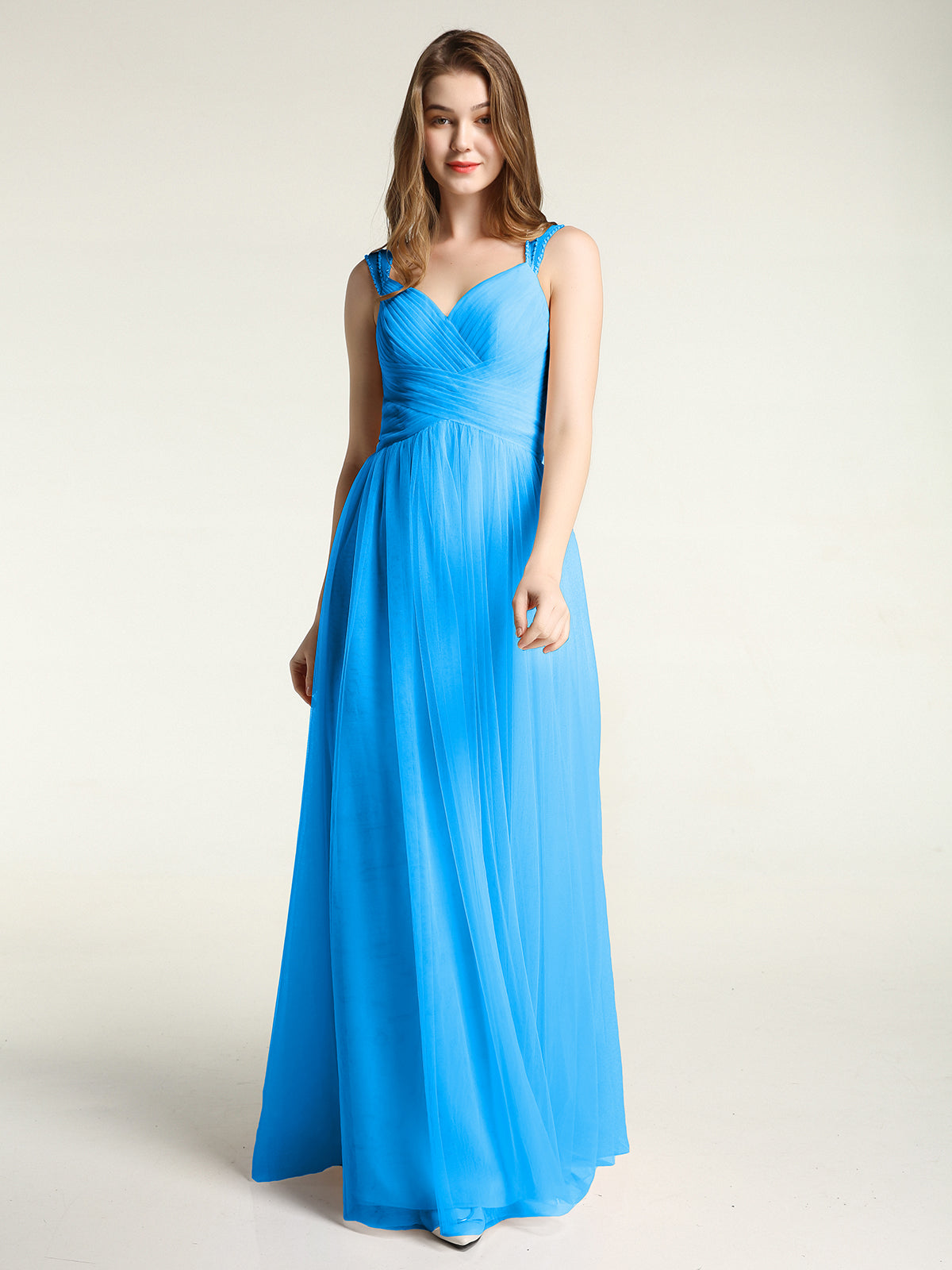 BABARONI Tulle Ocean Blue Bridesmaid Dresses Sweetheart Floor-length ...