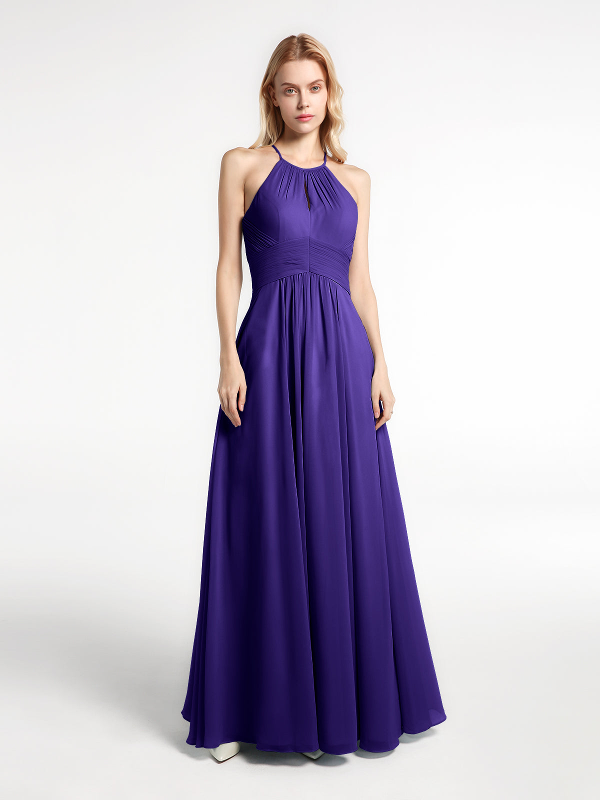 BABARONI Chiffon Regency Bridesmaid Dresses Halter Floor-length ...