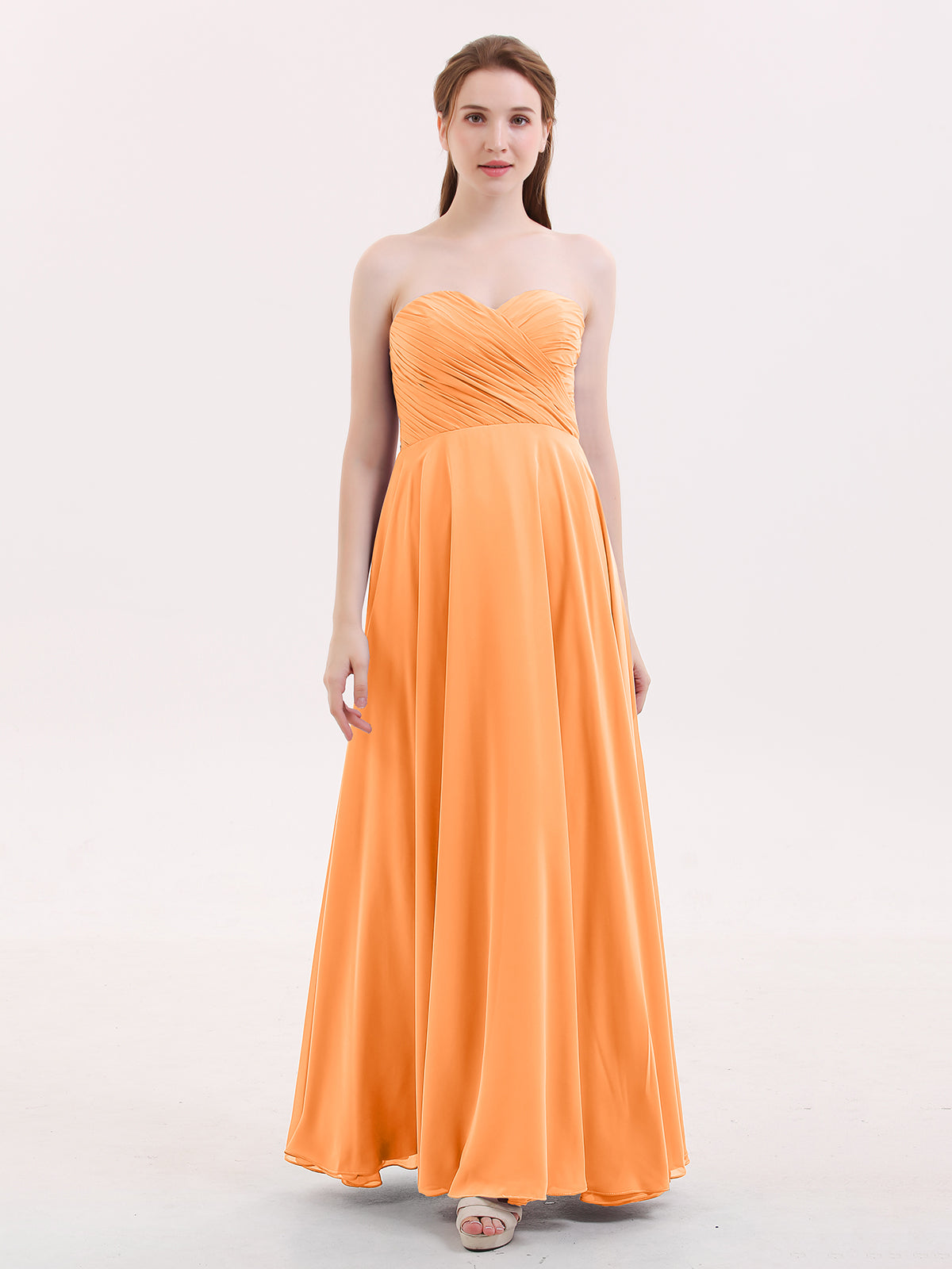 BABARONI Chiffon Orange Bridesmaid Dresses Sweetheart Floor-length ...