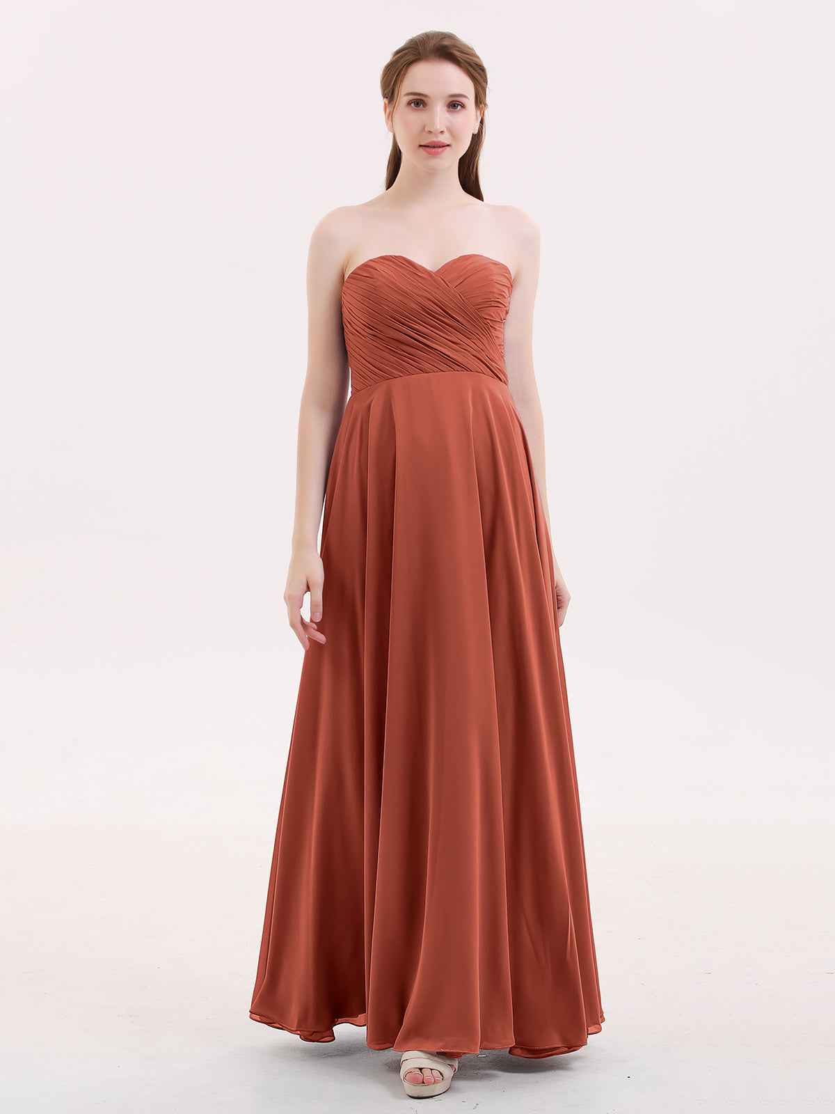 Strapless Sweetheart Maxi Bridesmaid Dress-Rust Plus Size – BABARONI