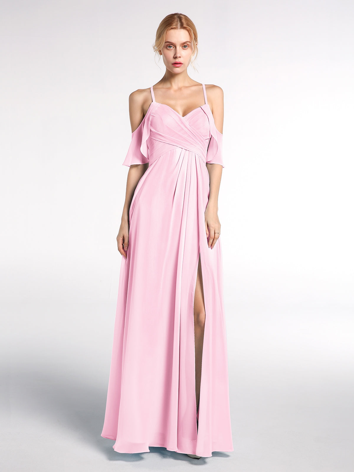 BABARONI Chiffon Candy Pink Bridesmaid Dresses Sweetheart Floor-length ...